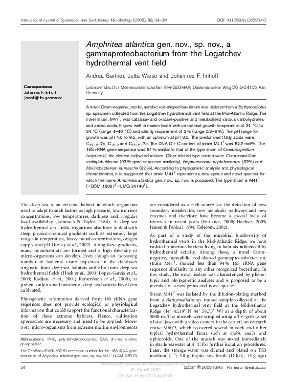 (PDF) Amphritea atlantica gen. nov., sp. nov., a gammaproteobacterium ...