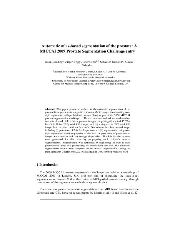 (PDF) Automatic atlas-based segmentation of the prostate