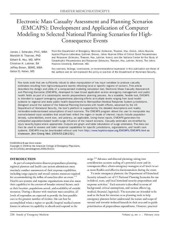 (PDF) Electronic Mass Casualty Assessment and Planning Scenarios ...