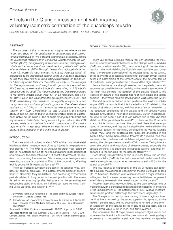 (PDF) Effect of Body Position on Measurement of Q Angle in Trained ...