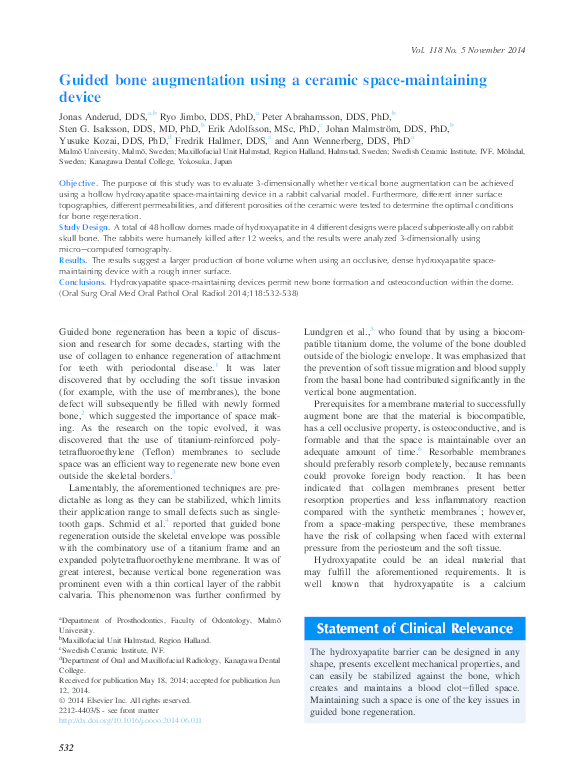 (PDF) Guided bone augmentation using a ceramic space-maintaining device