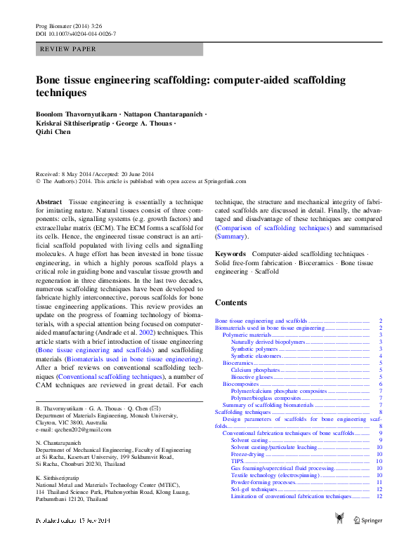 (PDF) Bone tissue engineering scaffolding: computer-aided scaffolding techniques