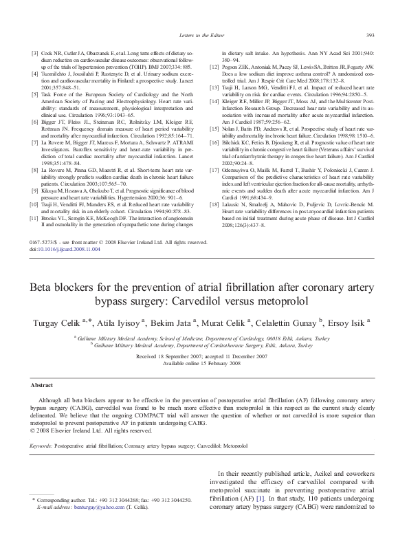 (PDF) Beta blockers for the prevention of atrial fibrillation after ...