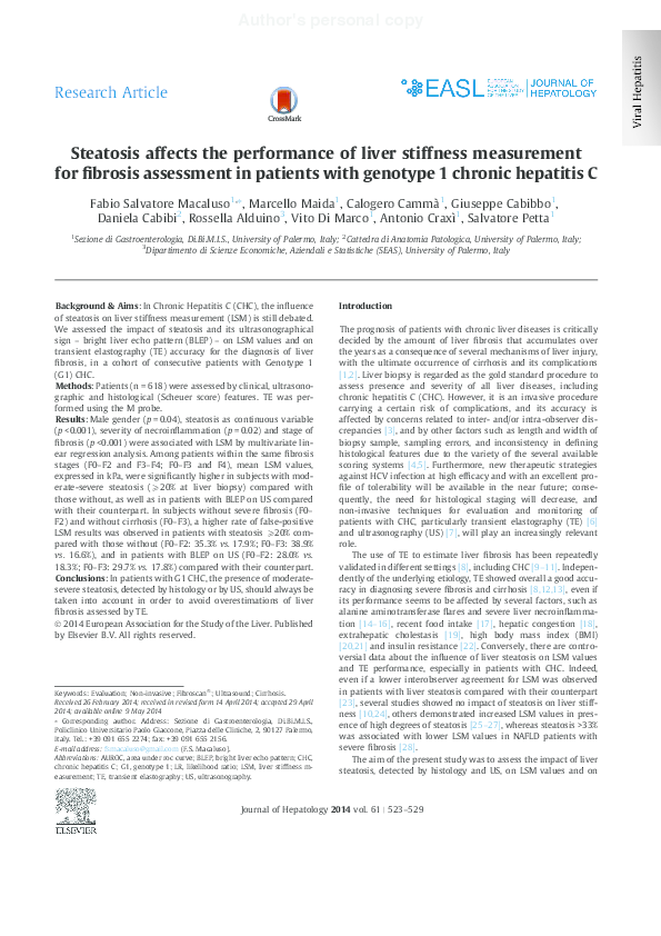 (PDF) The histological or ultrasonographic detection of steatosis ...