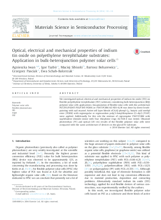 (PDF) Optical, electrical and mechanical properties of indium tin oxide on polyethylene ...