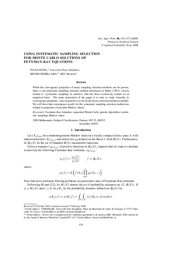 (PDF) Using systematic sampling selection for Monte Carlo solutions of ...