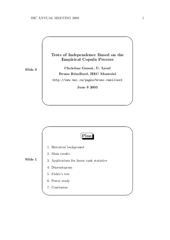(PDF) Test of independence and randomness based on the empirical copula ...