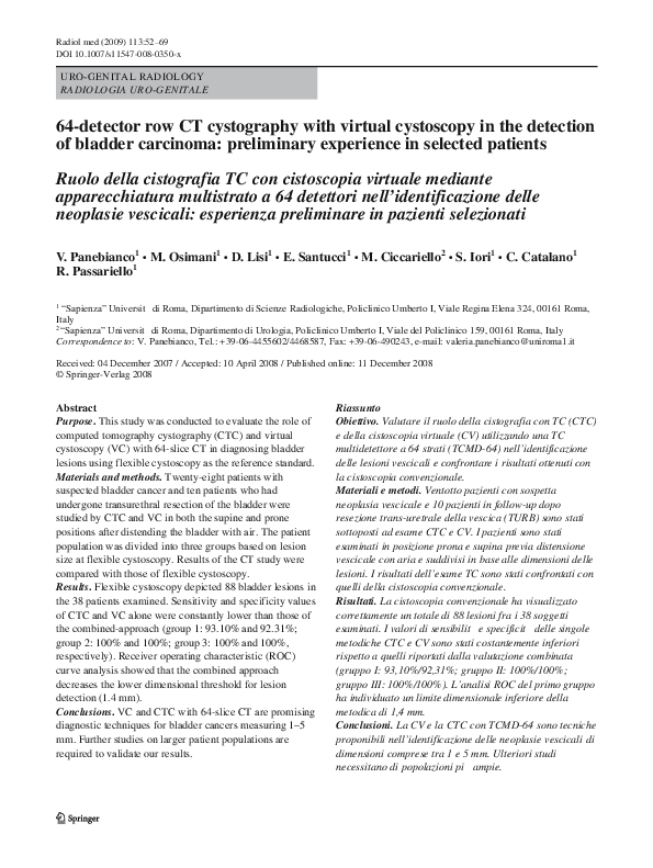 (PDF) 64-detector row CT cystography with virtual cystoscopy in the ...