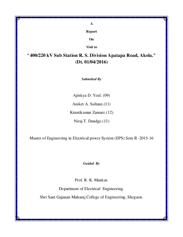 (PDF) report on 400kv substation
