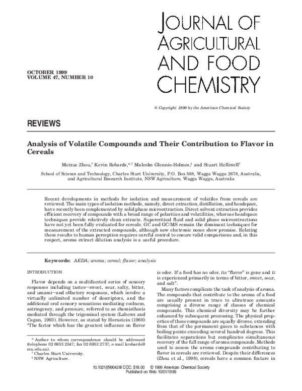 (PDF) Analysis of Volatile Compounds and Their Contribution to Flavor ...