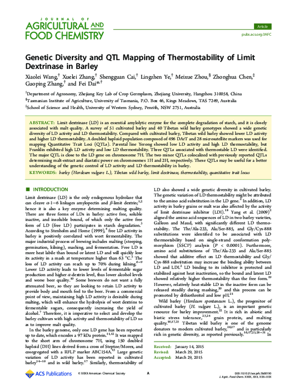 (PDF) Genetic Diversity and QTL Mapping of Thermostability of Limit ...