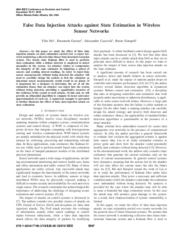 (PDF) False data injection attacks against state estimation in electric power grids