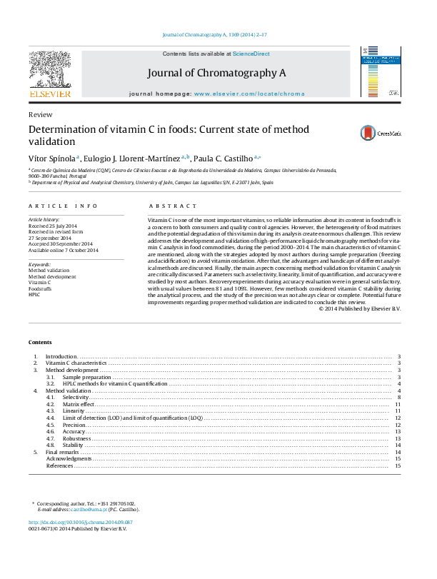 (PDF) Determination of vitamin C in foods: current state of method ...