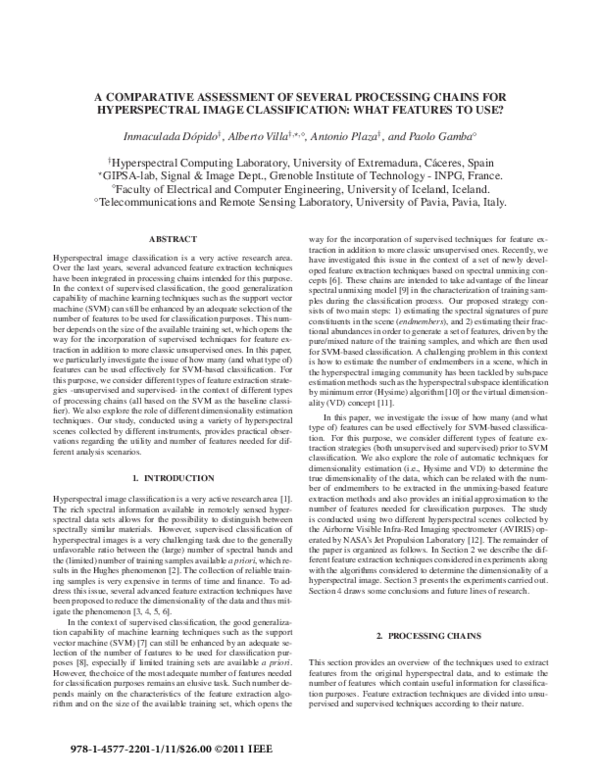 (PDF) A comparative assessment of several processing chains for hyperspectral image ...
