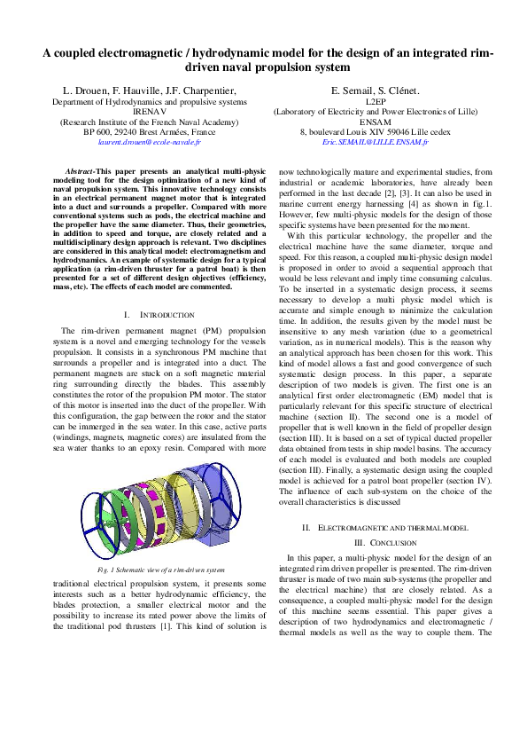 (PDF) A coupled electromagnetic/hydrodynamic model for the design of an integrated rim-driven ...