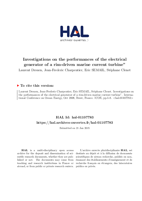(PDF) Investigations on the performances of the electrical generator of ...