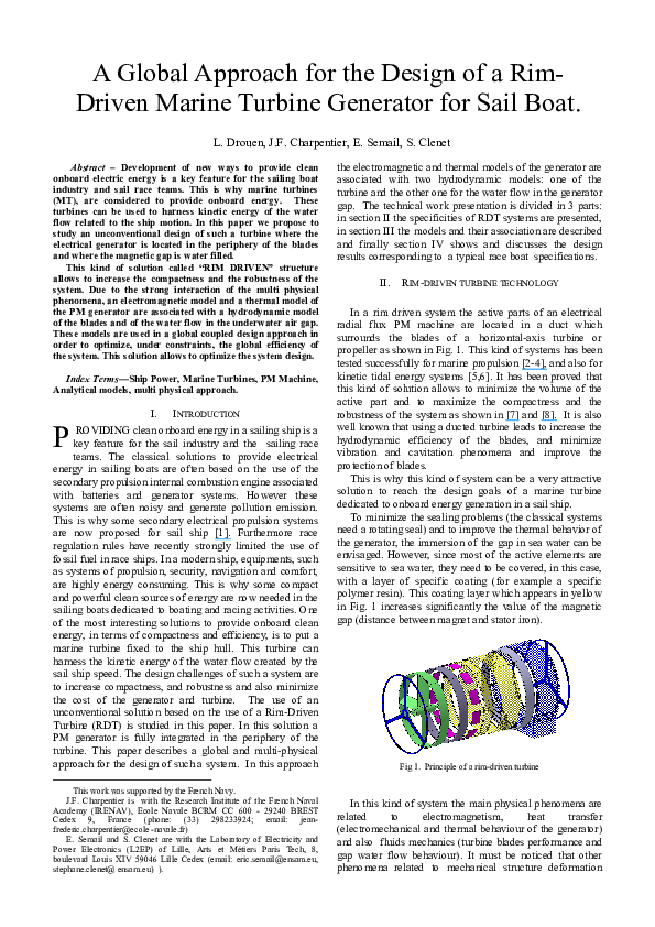 (PDF) A global approach for the design of a Rim-Driven marine turbine ...