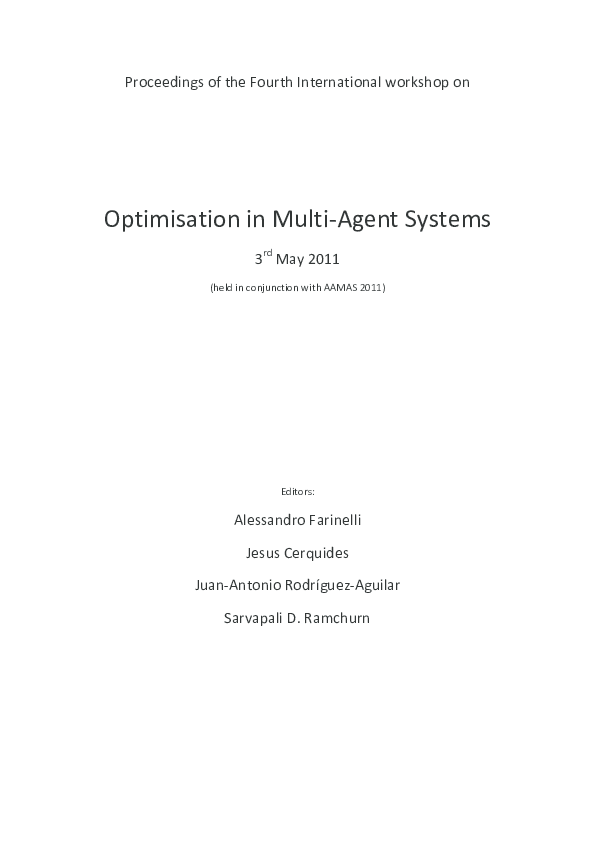 (PDF) Optimisation in Multi-Agent Systems