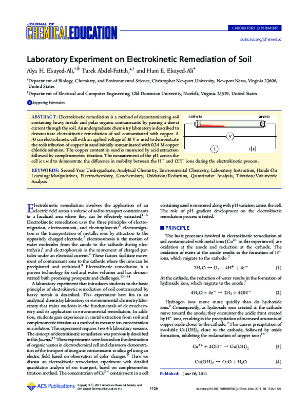 (PDF) Laboratory Experiment on Electrokinetic Remediation of Soil