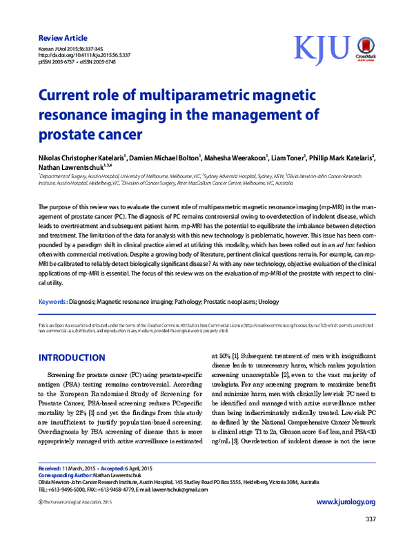 (PDF) Current role of multiparametric magnetic resonance imaging in the ...