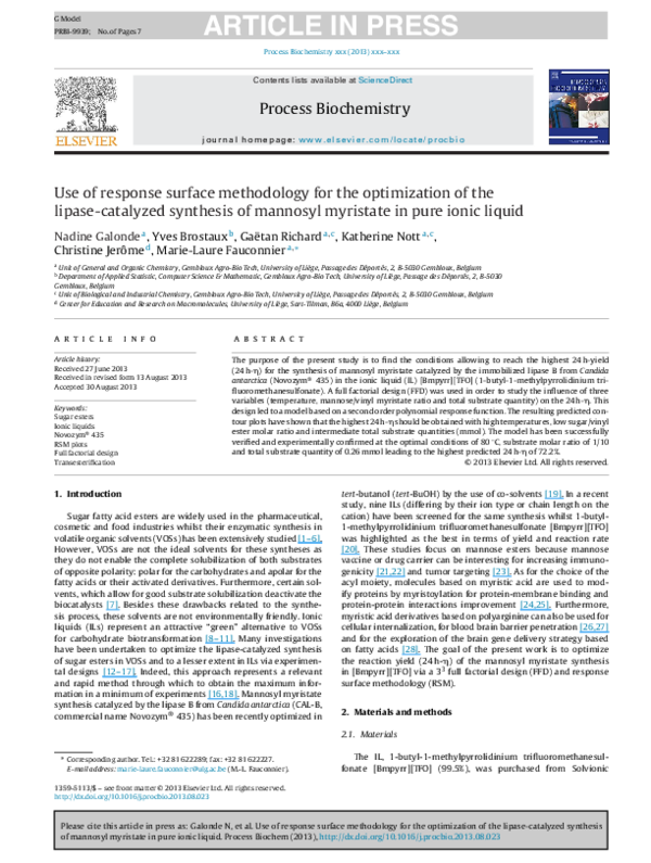 (PDF) Use of response surface methodology for optimizing process parameters for the production ...