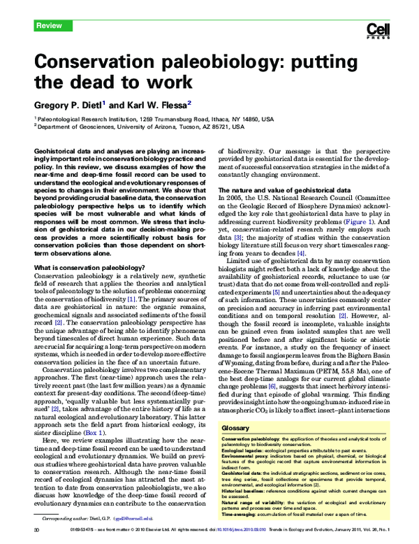 (PDF) Conservation paleobiology: putting the dead to work