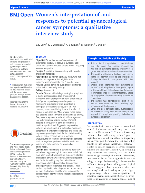 (PDF) Women's interpretation of and responses to potential ...