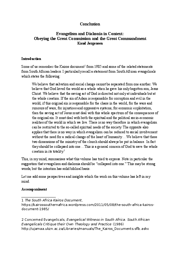 (DOC) Evangelism and Diakonia in Context: Obeying the Great Commission ...