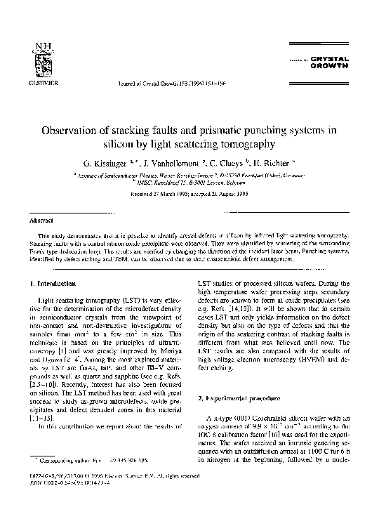 (PDF) Observation of stacking faults and prismatic punching systems in silicon by light ...