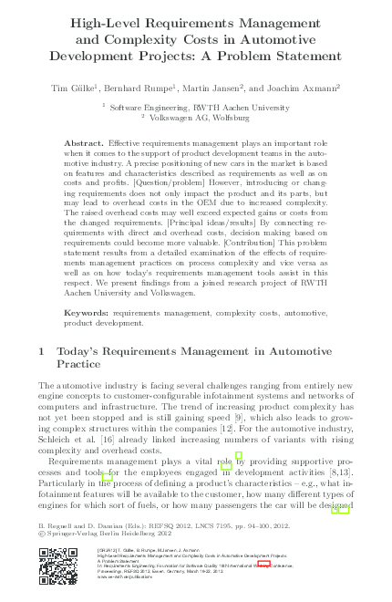 (PDF) High-Level Requirements Management and Complexity Costs in ...