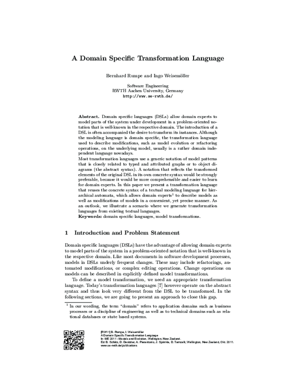 (PDF) A Domain Specific Transformation Language