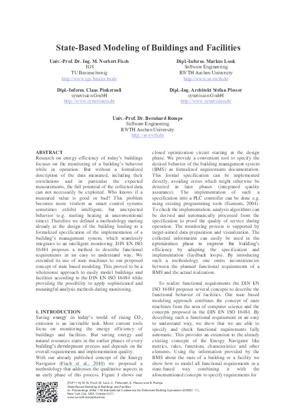 (PDF) State-based Modeling of Buildings and Facilities