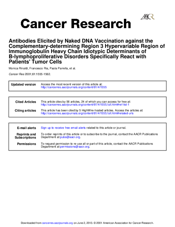(PDF) Antibodies elicited by naked DNA vaccination against the ...