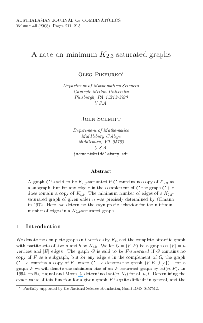 (PDF) A note on minimum K~ 2~,~ 3-saturated graphs