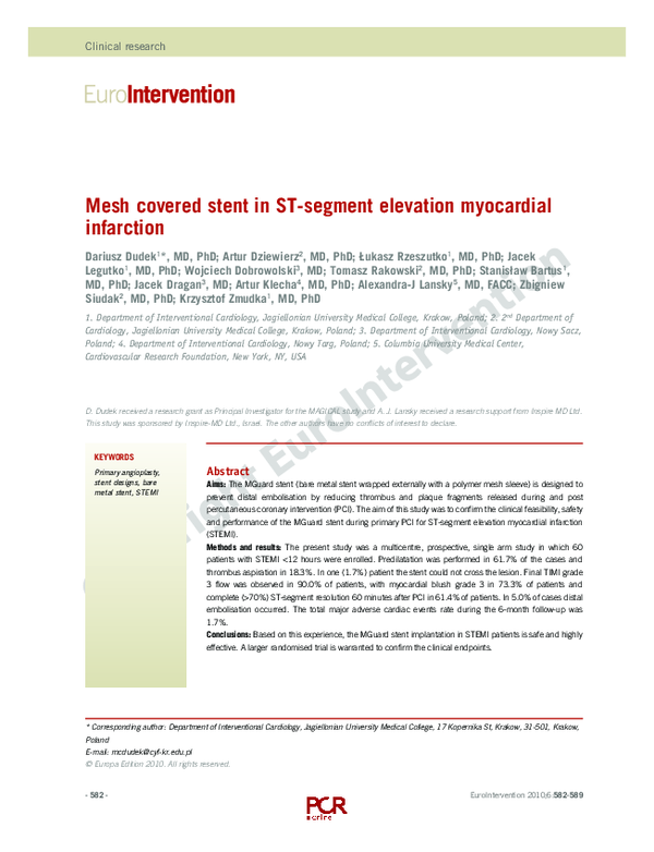 (PDF) Mesh covered stent in ST-segment elevation myocardial infarction