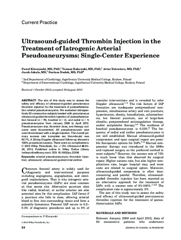 (PDF) Ultrasound-guided thrombin injection in the treatment of ...