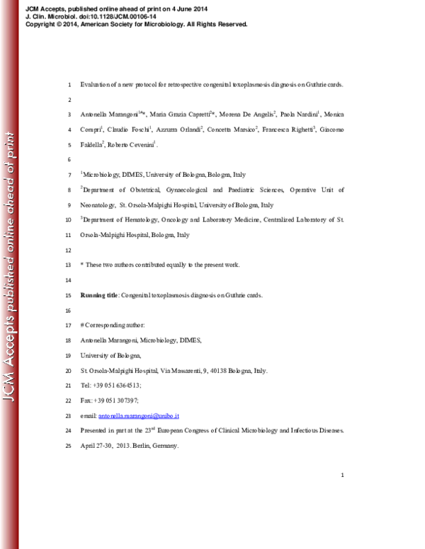 (PDF) Evaluation of a new protocol for retrospective diagnosis of ...