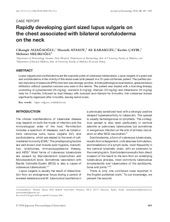 (PDF) Rapidly developing giant sized lupus vulgaris on the chest ...