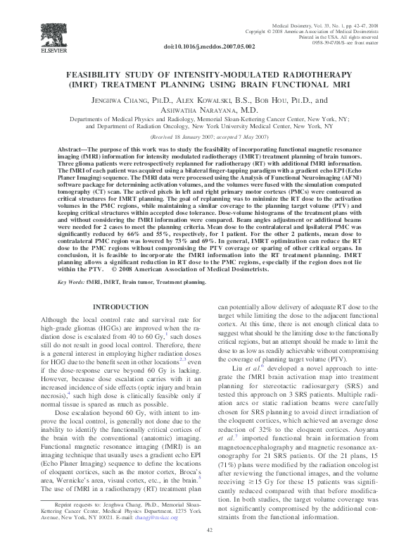 (PDF) Feasibility Study of Intensity-Modulated Radiotherapy (IMRT ...