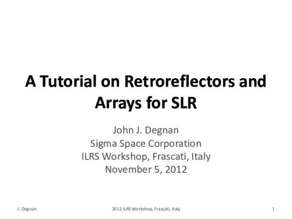 (PDF) Retroflector Array Presentation 2012