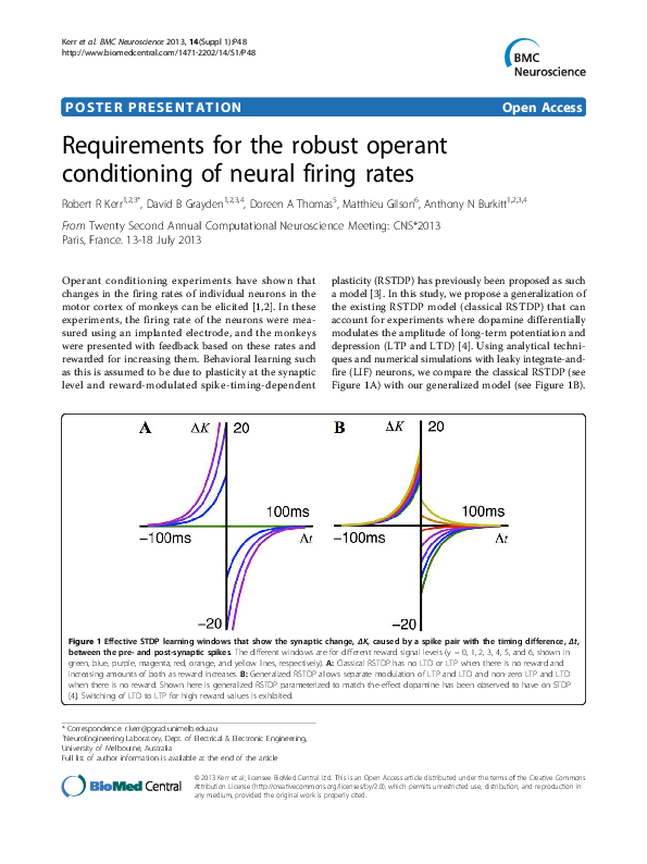 (PDF) Requirements for the robust operant conditioning of neural firing ...