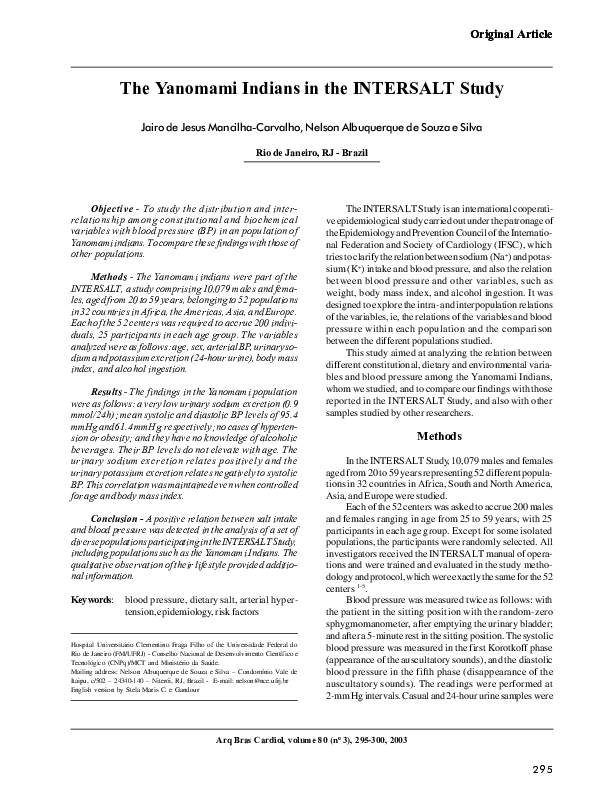 (PDF) The Yanomami indians in the INTERSALT study