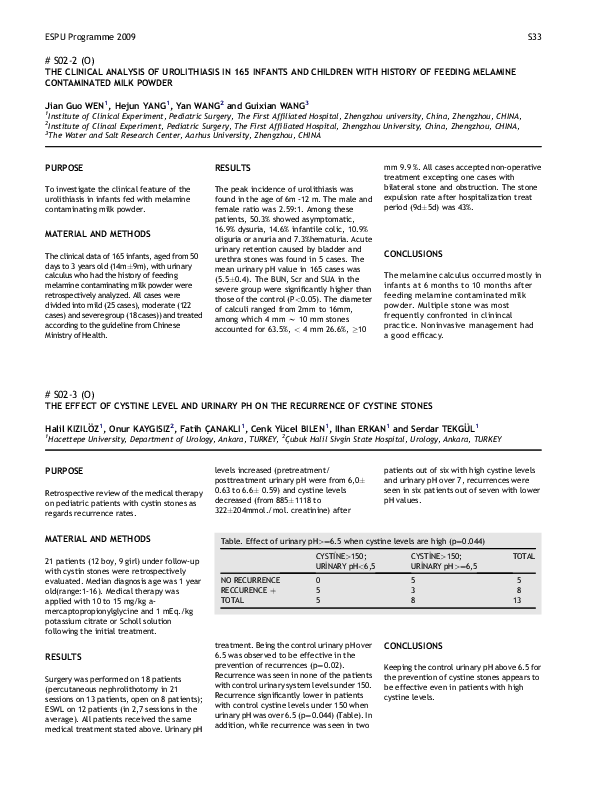 (PDF) The Effect of Cystine Level and Urinary PH on the Recurrence of ...