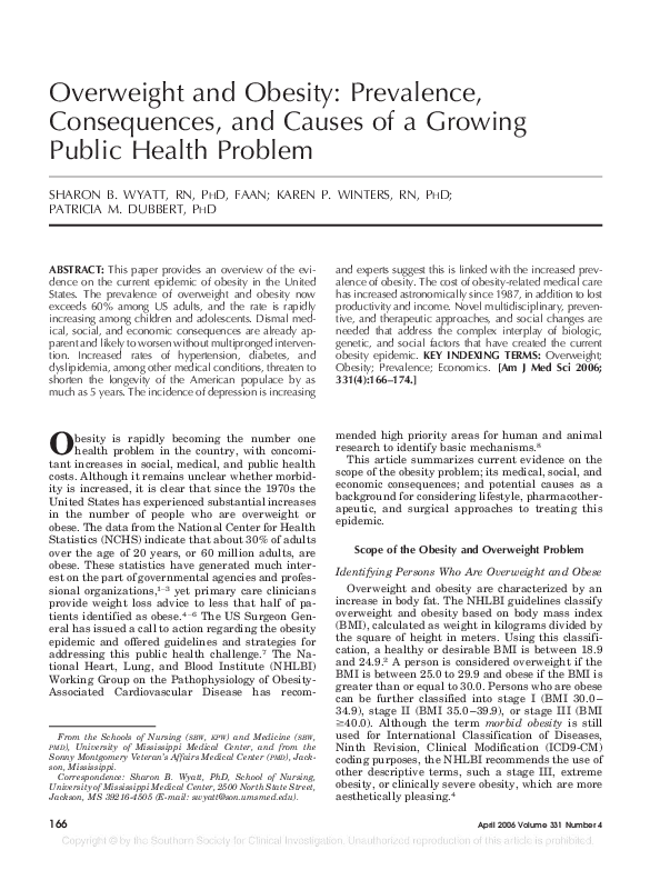 (PDF) Overweight and Obesity: Prevalence, Consequences, and Causes of a ...