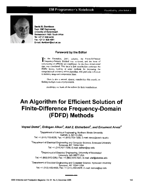 Pdf An Algorithm For Efficient Solution Of Finite Difference