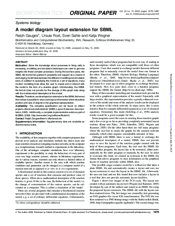 (PDF) A model diagram layout extension for SBML | R. Gauges and Katja ...