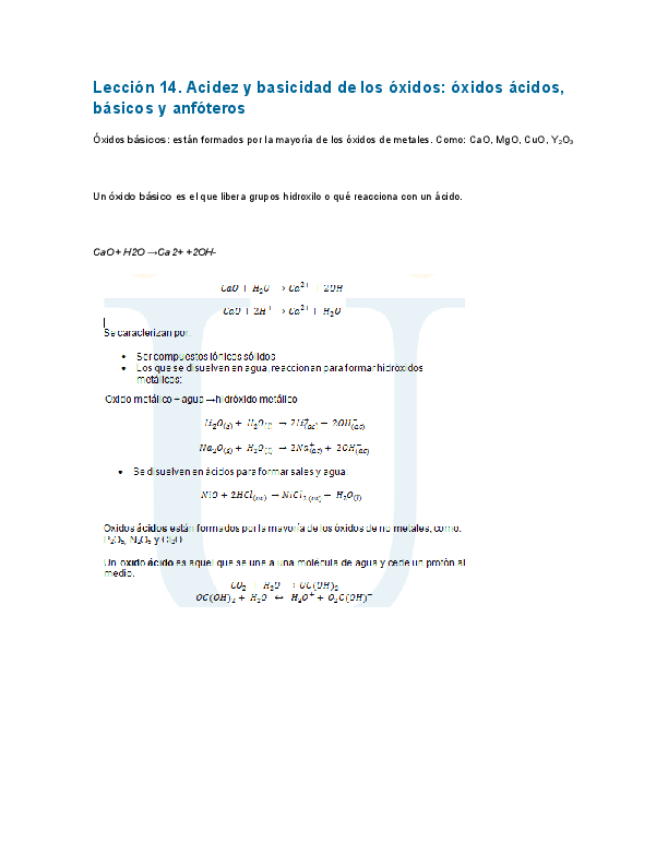 (DOC) Lección 14. Acidez y basicidad de los óxidos: óxidos ácidos ...