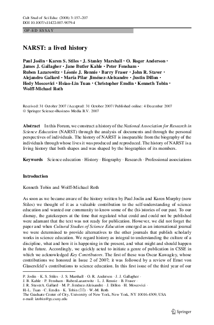 (PDF) NARST: a lived history