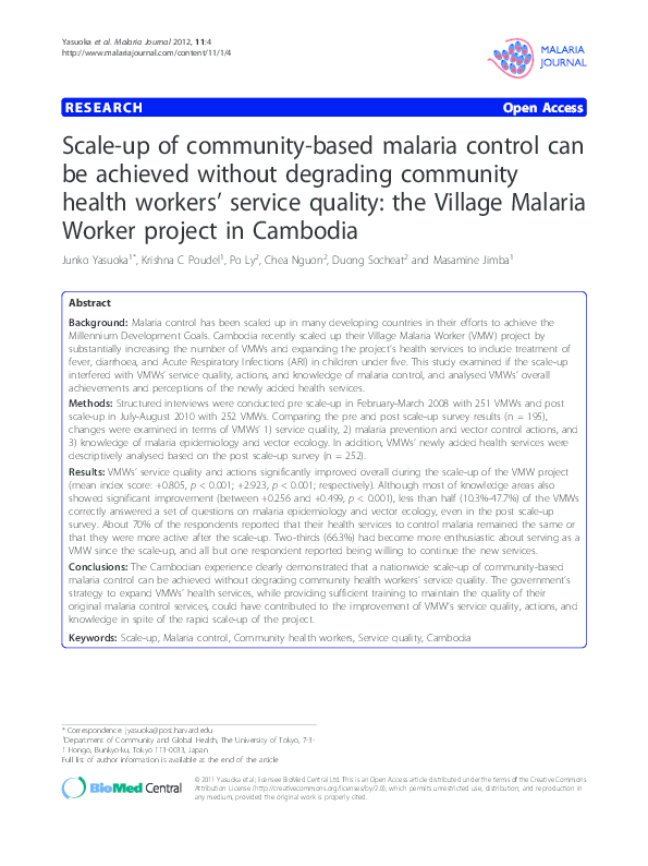 (PDF) Scale-up of community-based malaria control can be achieved ...