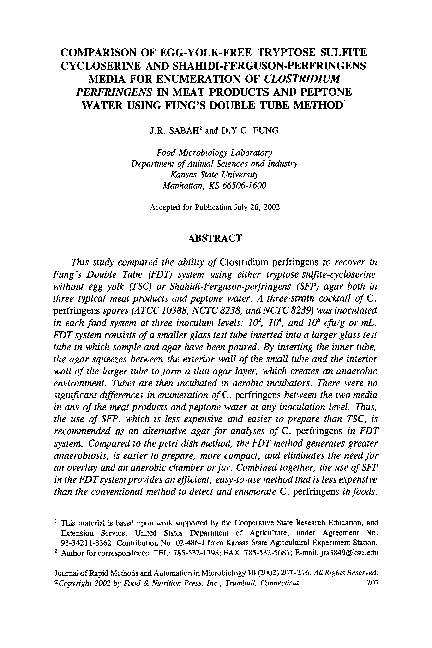 (PDF) Comparison of Egg-Yolk-Free Tryptose Sulfite Cycloserine and ...